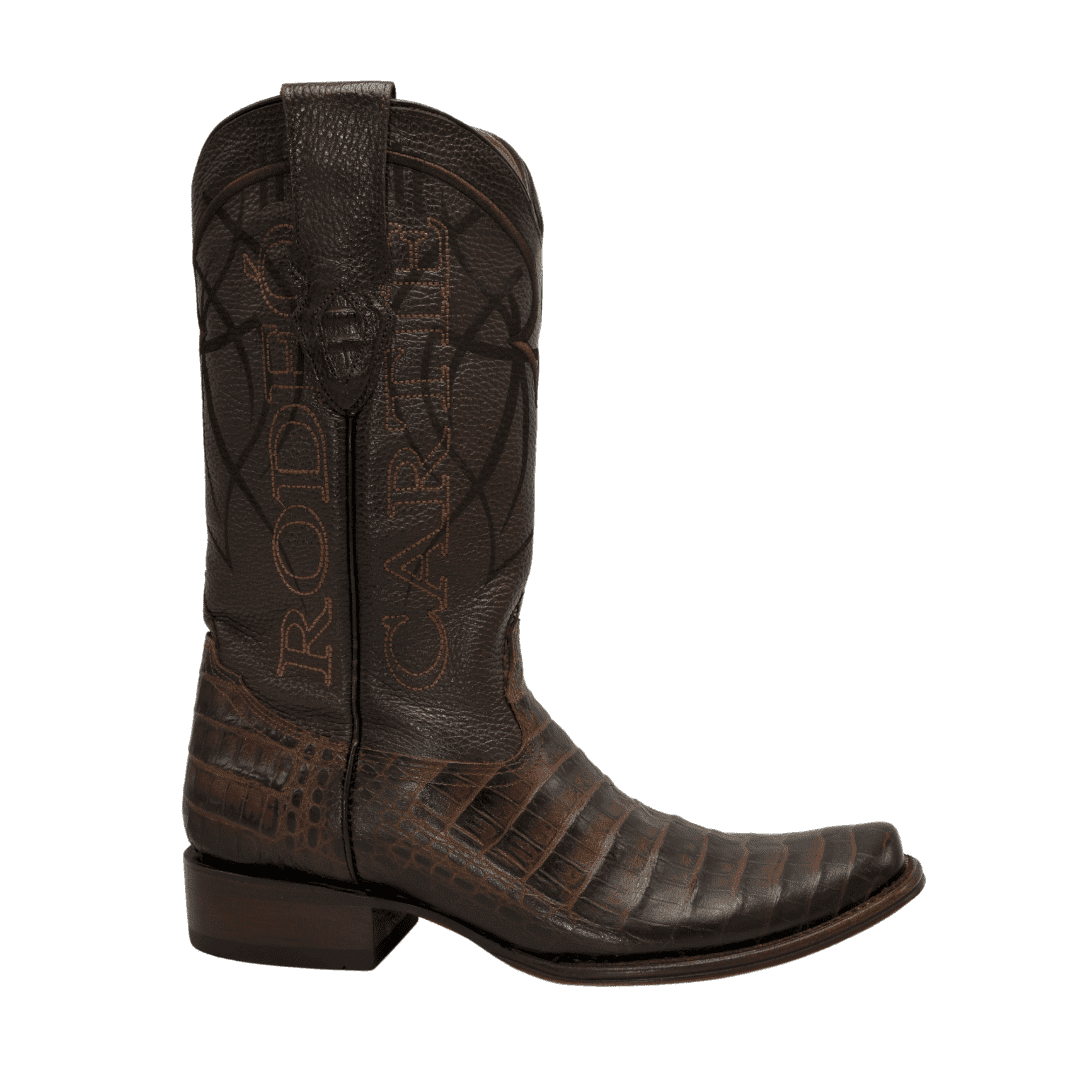 Combo de Bota Rodeo Denver Piel de Cocodrilo Cafe – El Mundo De Charros